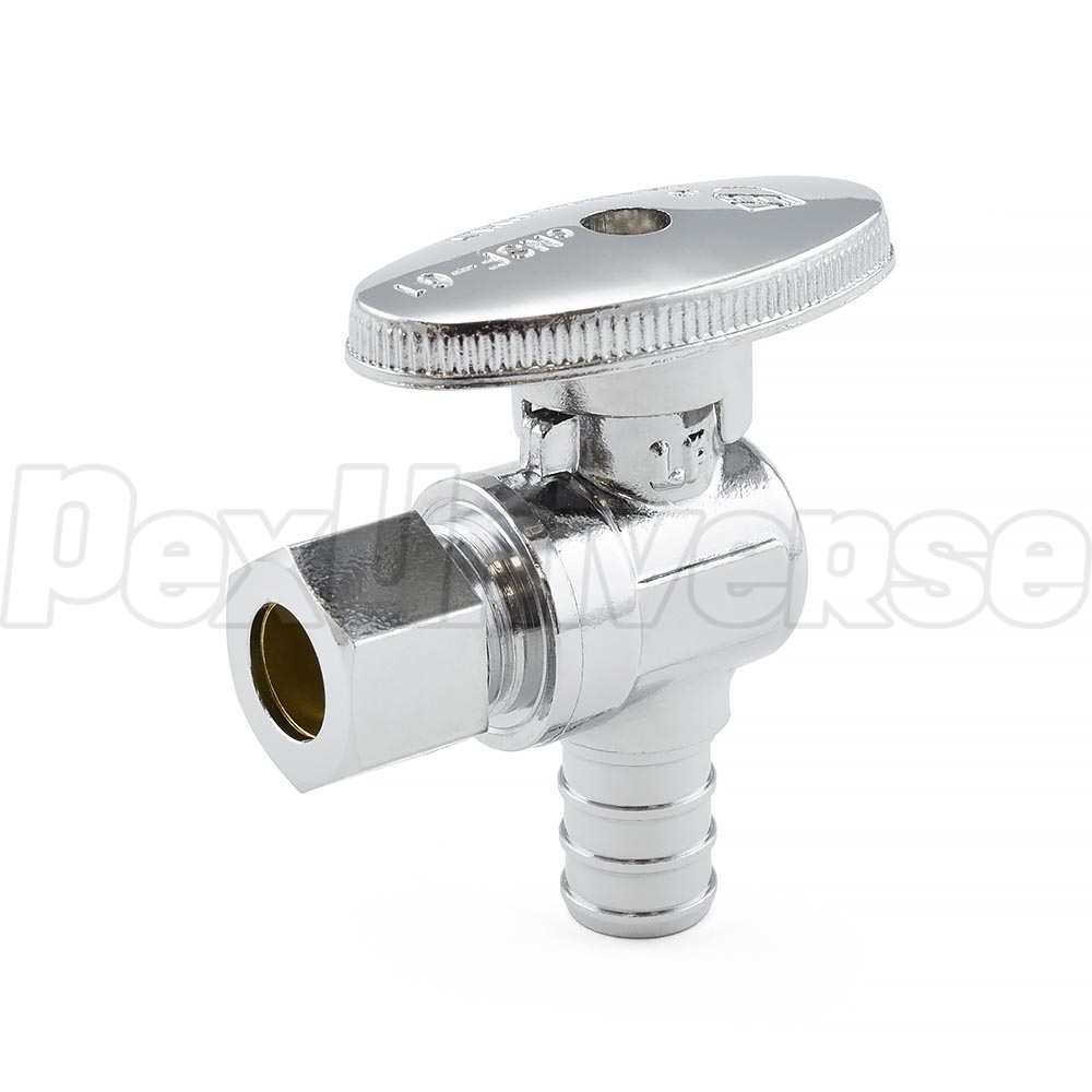 1/2" PEX Angle Stop Valve, 1/4-Turn, Lead-Free - PexUniverse