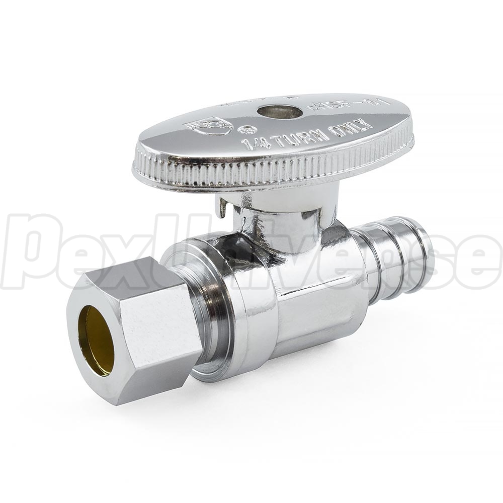 1/2" PEX Straight Stop Valve, 1/4-Turn, Lead-Free - PexUniverse