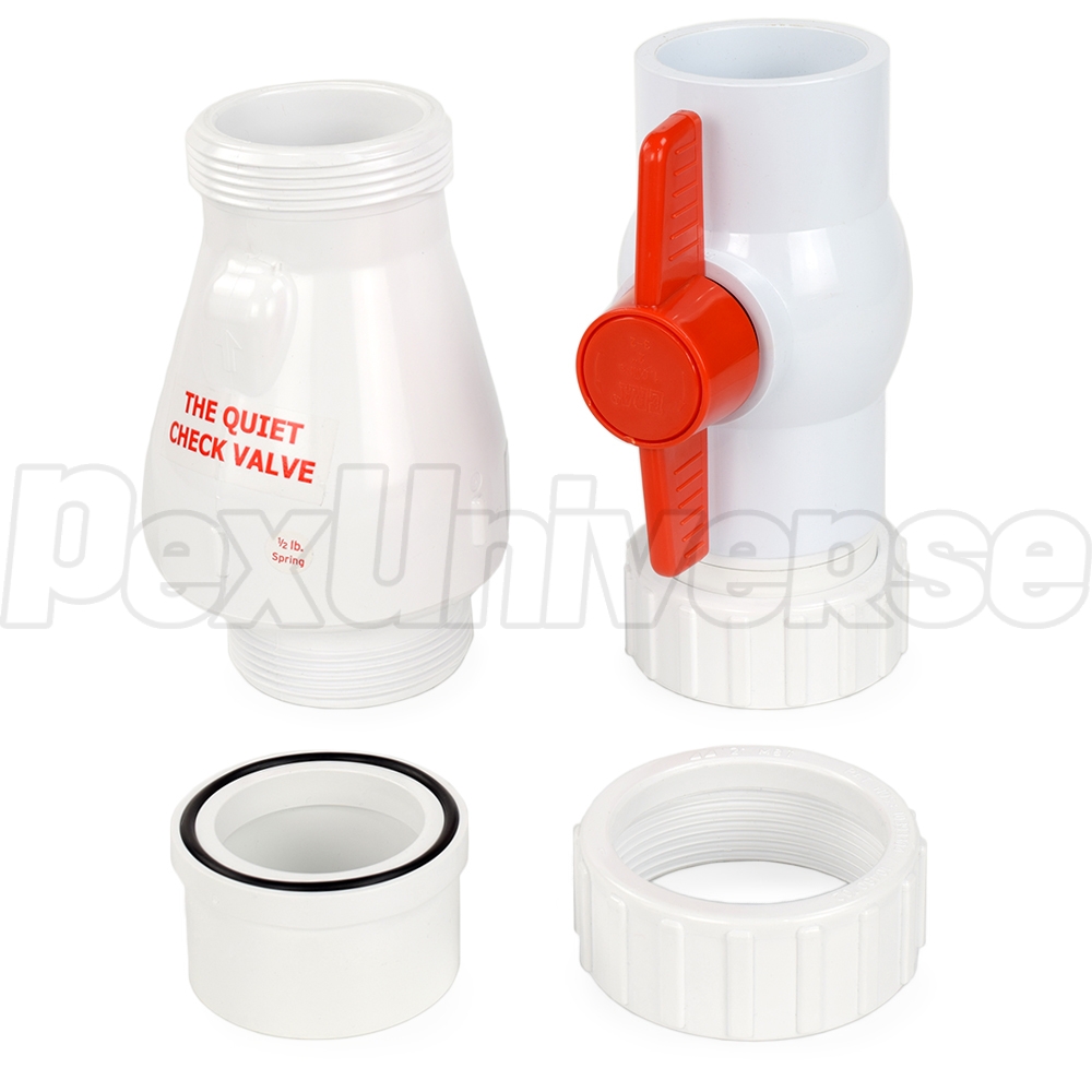 Liberty QBCV200C, 2" Quiet Ball & Check PVC Valve Combo, Compression ...
