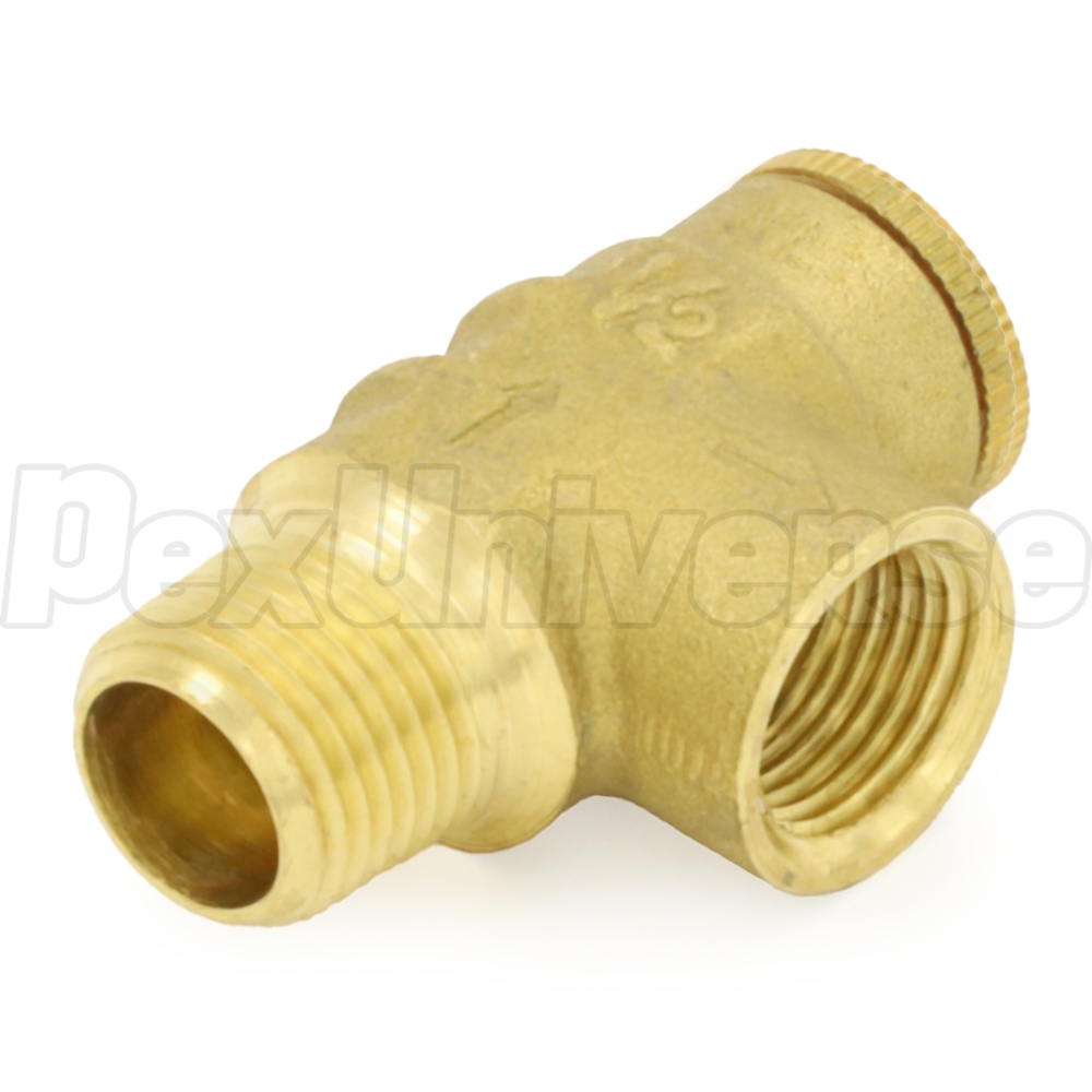 100 psi (Fixed) Pressure Relief Valve, LF Brass, 1/2" MPT - PexUniverse