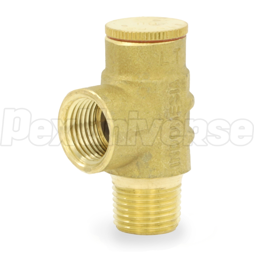 100 psi (Fixed) Pressure Relief Valve, LF Brass, 1/2" MPT - PexUniverse