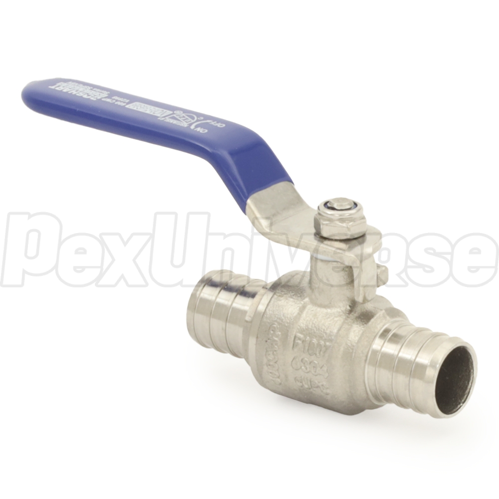 3/4" PEX Crimp Style Stainless Steel Full Port Ball Valve, Lead-Free ...