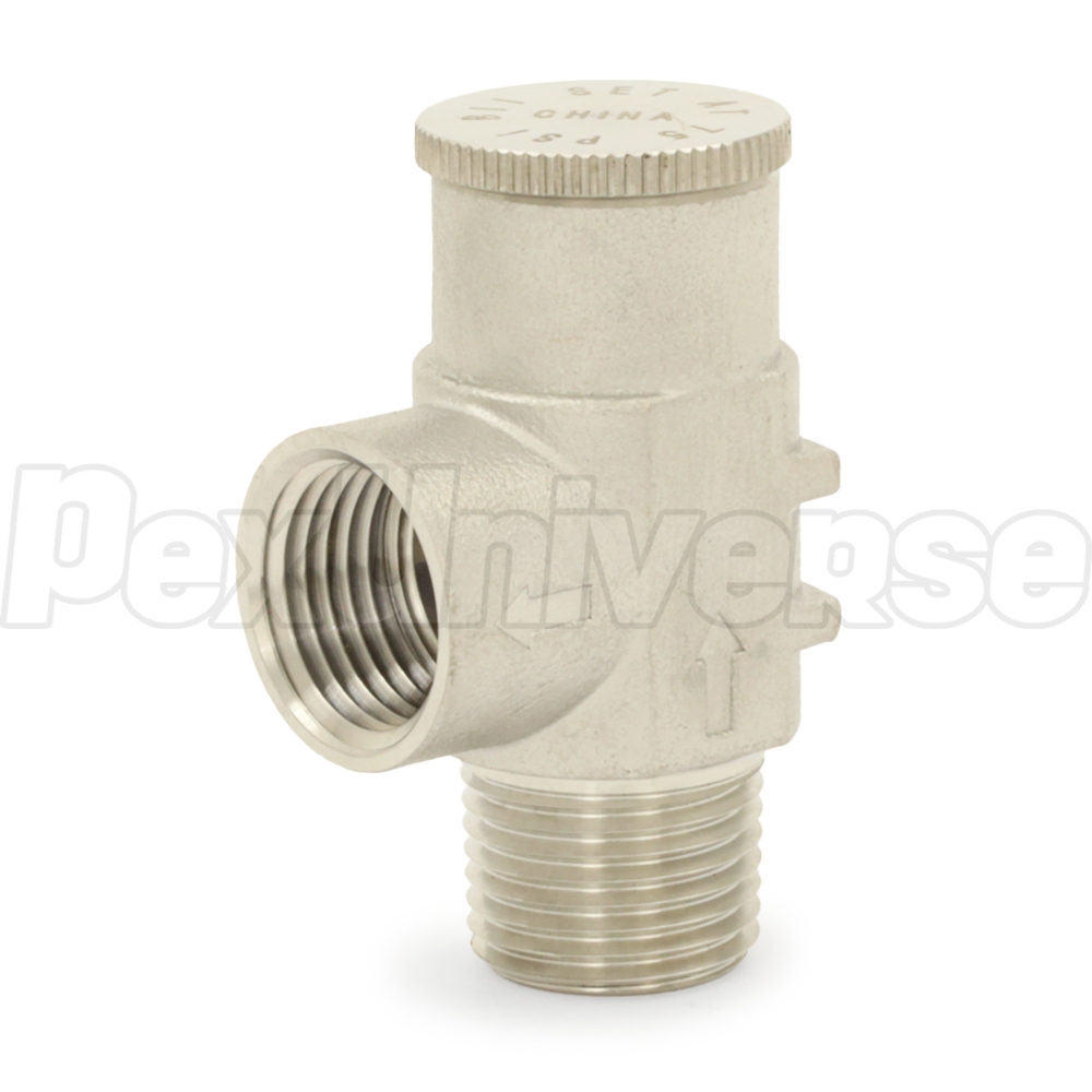 75 psi (Fixed) Pressure Relief Valve, Stainless Steel, 1/2" MPT ...