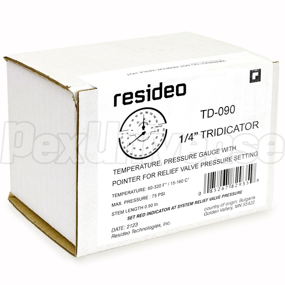 Resideo/Honeywell TD-090 Tridicator, 1/4" NPT, 60-320F, 75 psi ...