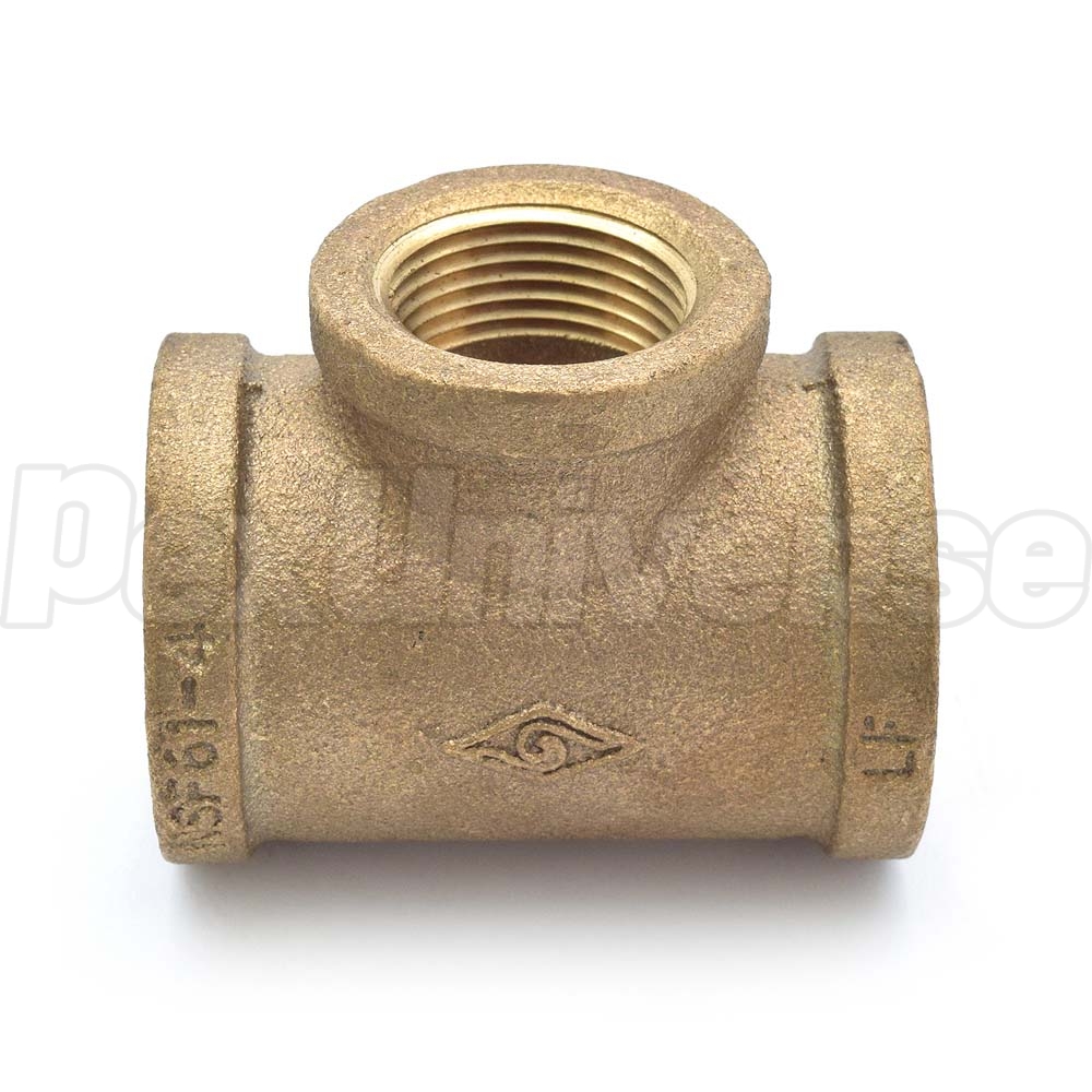 1" x 1" x 3/4" Threaded Lead-Free Brass Reducing Tee Fitting - PexUniverse