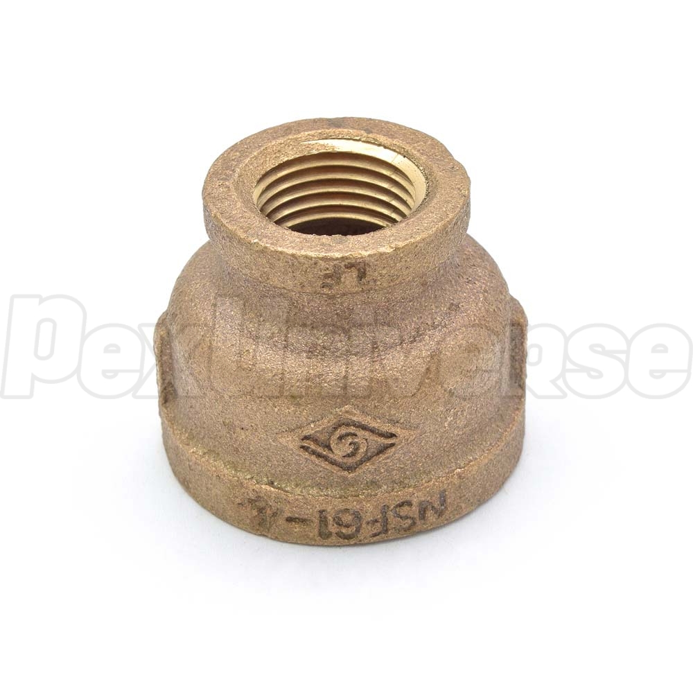 1" x 1/2" Threaded Lead-Free Brass Reducing Coupling Fitting - PexUniverse