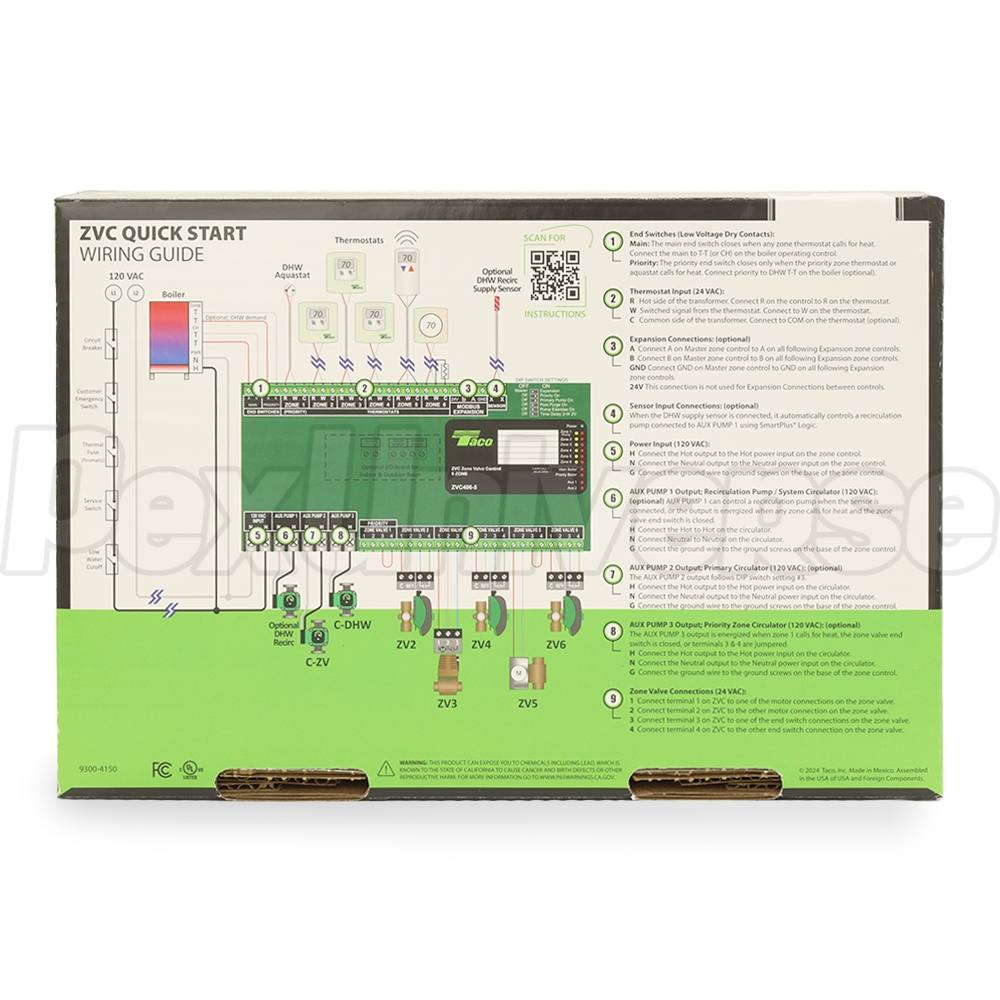 Taco ZVC406‑5 Enhanced 6‑Zone Valve Control Panel - PexUniverse